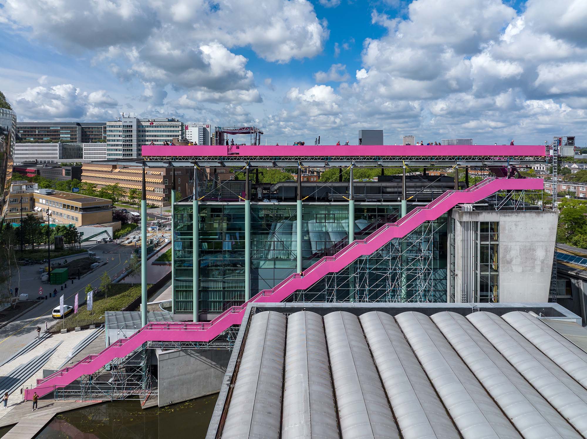 In Bright Pink, A Temporary Roof Structure Transforms a Rotterdam ...